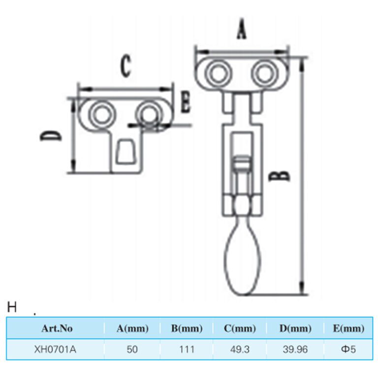 Pestillo acero Inox 50X110mm - RTI